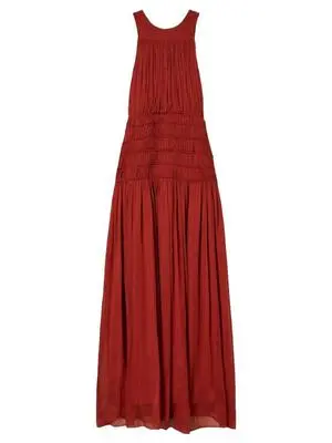 TWINSET Pleated Maxi Dress With Cinched Waist - Red