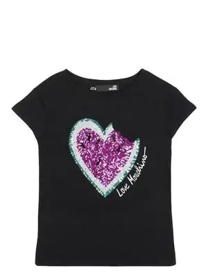 Moschino Sequined Heart Logo T-shirt - Black