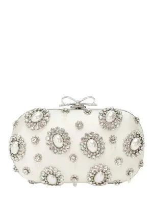 SELF-PORTRAIT Crystal Embellished Clutch Bag - White