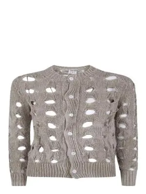 Comme Des Garçons Distressed Knit Cardigan - Gray