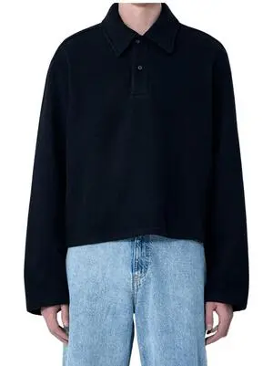 RIER Long-sleeved Polo Sweater - Black