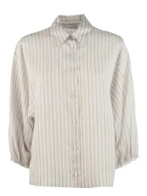 Peserico Striped Button-up Shirt With Tab Cuffs - White