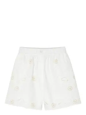 FORTE_FORTE Embroidered Poplin Shorts - Crystal