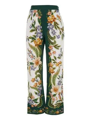 Farm Rio Botanical Print Wide-leg Pants - Green