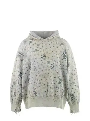 SAINT MXXXXXX Graphic Print Hoodie - Grey