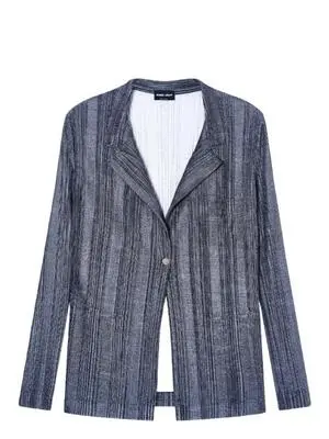 Giorgio Armani Single-breasted Striped Jacket - Gray
