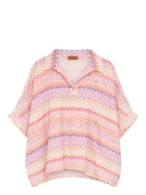 Missoni Zigzag Pattern V-neck Blouse - Pink