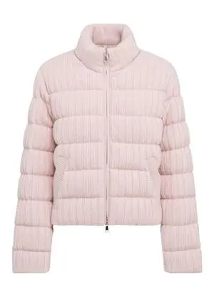Moncler Down Cardigan Jacket With Stand Collar And Zip Up Closure - Pink