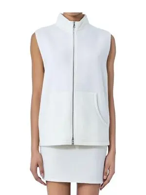 RIER Sleeveless Zipper Vest - White