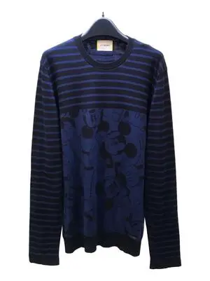 Iceberg Striped Crew Neck Long Sleeve Sweater - Black