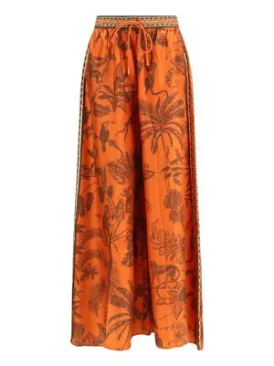 ALEMAIS Monkey Dance Printed Palazzo Pants - Red