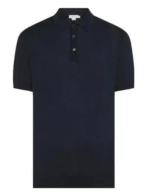 Seventy Fine-knit Short-sleeve Polo Shirt - Blue