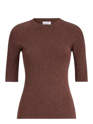 BRUNELLO CUCINELLI Brunello Cucinelli Ribbed Knit Top With Metallic Accents