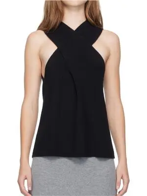 LISA YANG The Lyra' Criss-cross V-neck Top - Black
