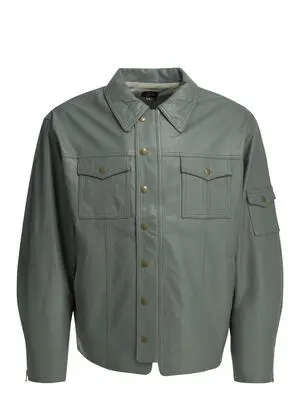 Needles Leather Jacket With Zippered Cuffs - Gray
