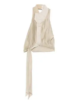 ENTIRE STUDIOS Sleeveless Draped Tie Detail Top - Nude