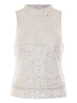 Patrizia Pepe Embellished Sleeveless Top - White