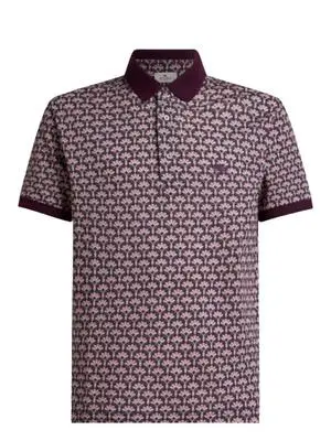 Etro Palm-motif Cotton Polo Shirt - Black