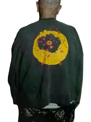 SAINT MXXXXXX Distressed Graphic Print Sweatshirt - Grey
