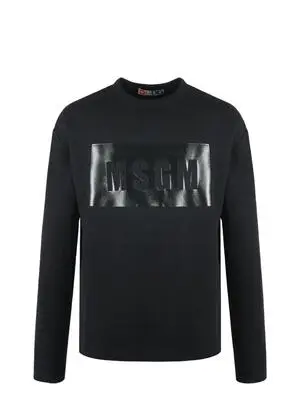 MSGM Logo Print Crewneck Sweatshirt - Black