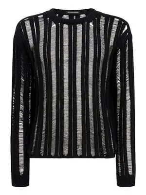 ANN DEMEULEMEESTER Ladder Stitch Knit Sweater - Black