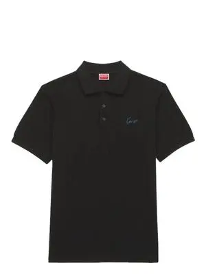 Kenzo Logo Signature Embroidered Slim Polo Shirt - Black