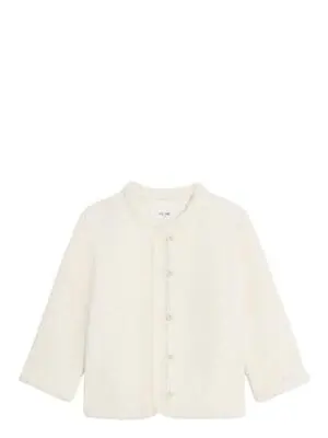 Celine Cardigan Jacket In Cotton Natt - Matte White