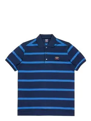 PAUL  SHARK Striped Logo Polo Shirt - Blue
