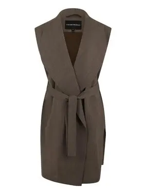 Emporio Armani Sleeveless Belted Coat - Brown