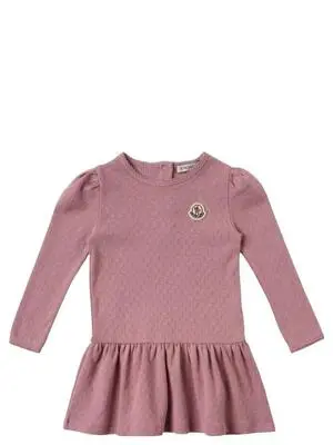 Moncler Pleated Long Sleeve Cotton Dress - Pink