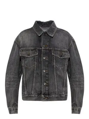 Balenciaga Logo Patch Denim Jacket - Black