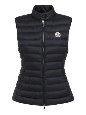 Moncler Down Vest With Stand Collar And Zipper Closure - Black