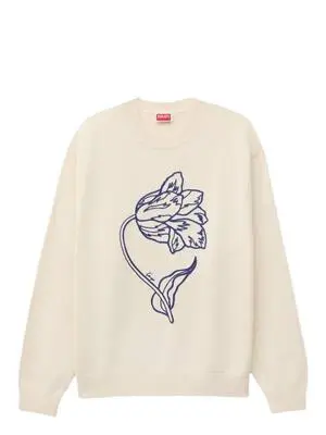 Kenzo Tulip Detailed Crewneck Jumper - Off White