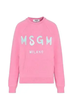 MSGM Logo Print Crewneck Sweatshirt - Pink