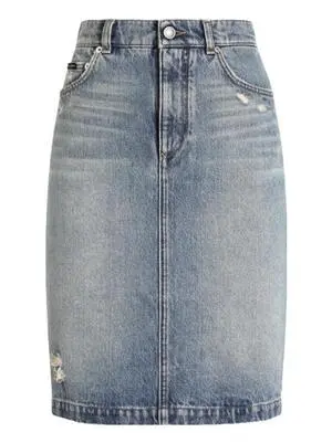 Dolce & Gabbana Distressed Denim Mini Skirt - Denim Blue