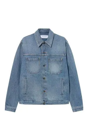 Off-White Arrow Back Print Denim Jacket - Light Medium Blue