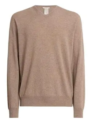 THE ROW Rod V-neck Cashmere Knit Sweater - Nude