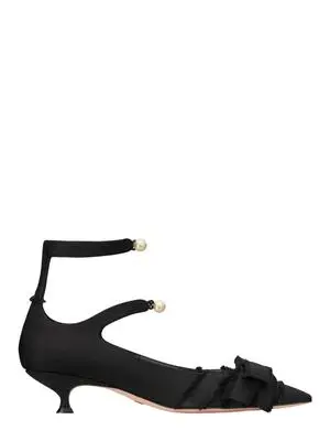 DIOR Dior Black Ribbon Bow Pointed Toe Kitten Heel Pumps