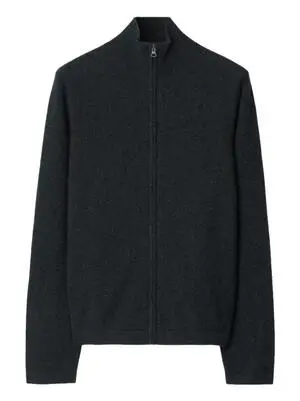 Burberry Cashmere Stand-neck Knitted Cardigan - Dark Gray
