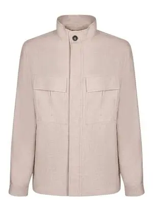 Zegna High Collar Utility Jacket - Nude