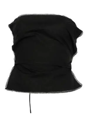MSGM Lace-trim Tie-fastening Top - Black