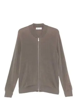 Brunello Cucinelli Ribbed Zip-fastening Cardigan - Gray
