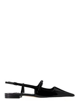 JIMMY CHOO Didi Patent Leather Slingback Pointed Toe Flats - Black