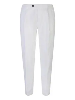 Eleventy Eleventy Pleated Slim-Fit Trousers White