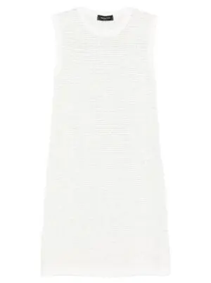 Fabiana Filippi Crewneck Sleeveless Mini Dress With Sequin Applique - White