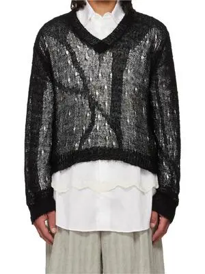 Our Legacy Distressed V-neck Knitwear - Black