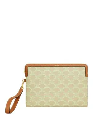 CELINE Celine Small Pouch With Strap Cuir Triomphe In Toile Triomphe Et Veau
