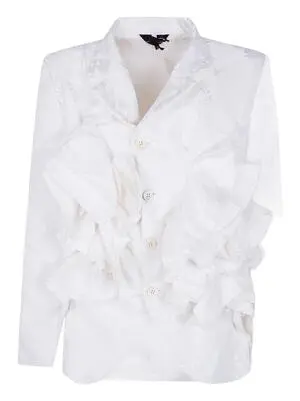 Comme Des Garçons Long Sleeve Ruffle Jacket - White