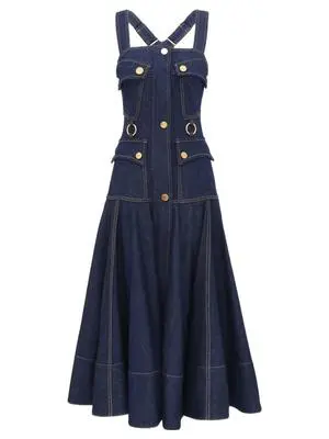 Zimmermann Zimmermann Luna Denim Utility Midi Dress Black