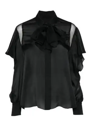 Sacai Pussy-bow Ruffled Shirt - Black
